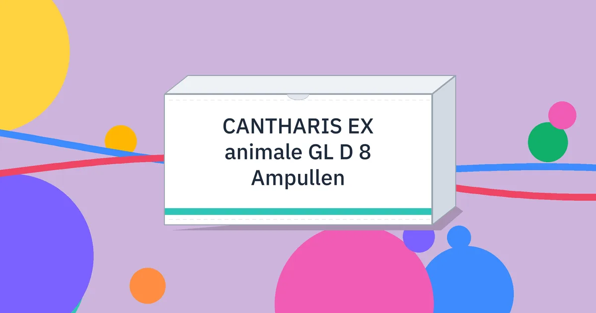 Symbolbild: Packung mit der Aufschrift CANTHARIS EX animale GL D 8 Ampullen (PZN 04616241) – Verfügbarkeit und Bezug in Apotheken in Frankfurt am Main