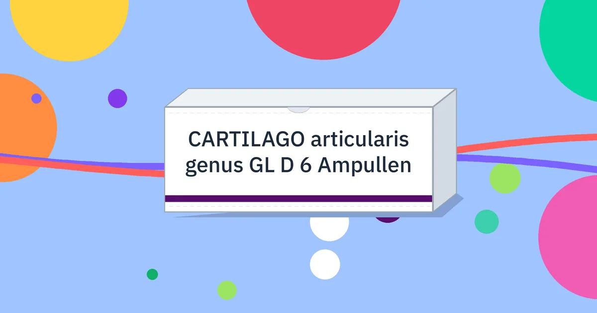 Symbolbild: Packung mit der Aufschrift CARTILAGO articularis genus GL D 6 Ampullen (PZN 02830059) – Verfügbarkeit und Bezug in Apotheken in Frankfurt am Main