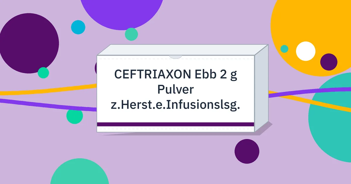 Symbolbild: Packung mit der Aufschrift CEFTRIAXON Ebb 2 g Pulver z.Herst.e.Infusionslsg. (PZN 19984714) – Verfügbarkeit und Bezug in Apotheken in Frankfurt am Main
