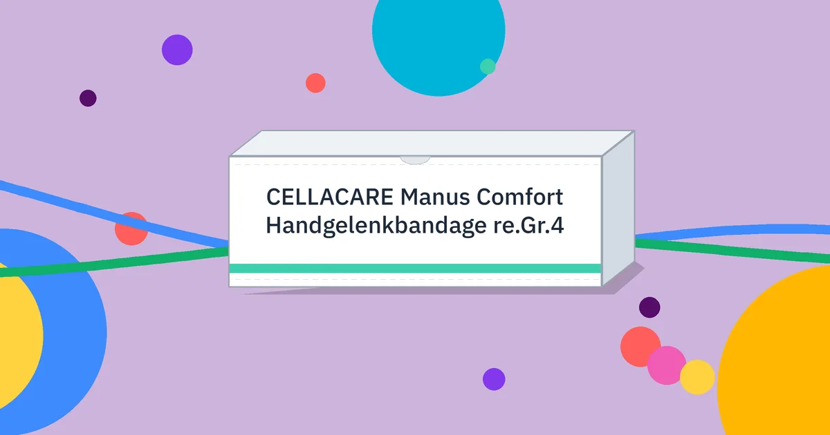 Symbolbild: Packung mit der Aufschrift CELLACARE Manus Comfort Handgelenkbandage re.Gr.4 (PZN 20550205) – Verfügbarkeit und Bezug in Apotheken in Frankfurt am Main