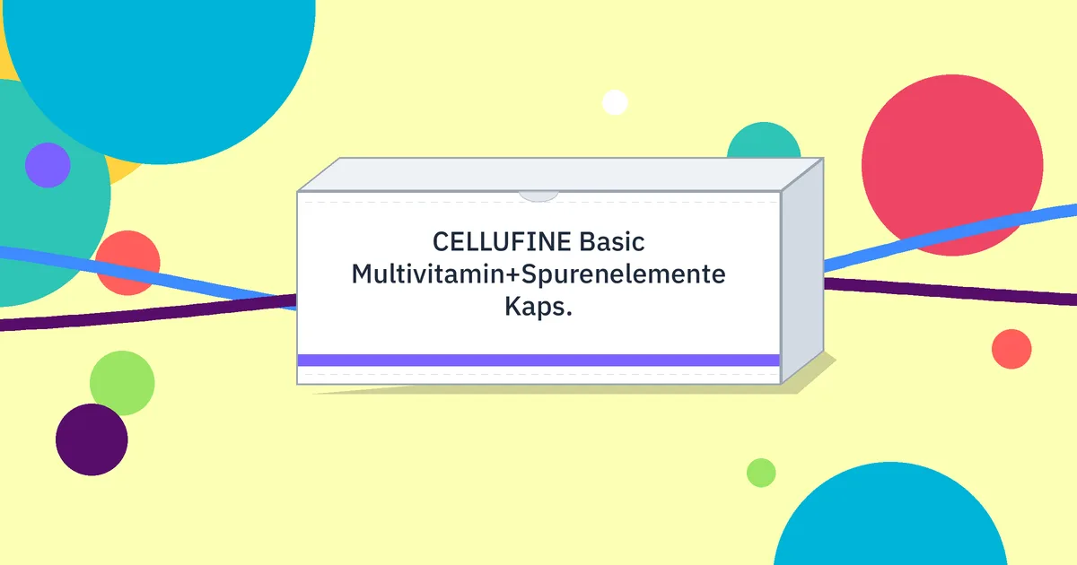 Symbolbild: Packung mit der Aufschrift CELLUFINE Basic Multivitamin+Spurenelemente Kaps. (PZN 20170075) – Verfügbarkeit und Bezug in Apotheken in Frankfurt am Main