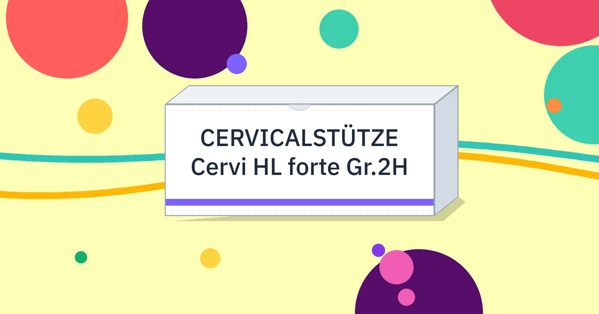 Symbolbild: Packung mit der Aufschrift CERVICALSTÜTZE Cervi HL forte Gr.2H (PZN 02885741) – Verfügbarkeit und Bezug in Apotheken in Frankfurt am Main