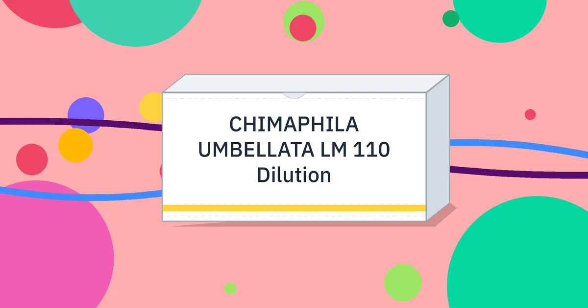 Symbolbild: Packung mit der Aufschrift CHIMAPHILA UMBELLATA LM 110 Dilution (PZN 12813688) – Verfügbarkeit und Bezug in Apotheken in Frankfurt am Main