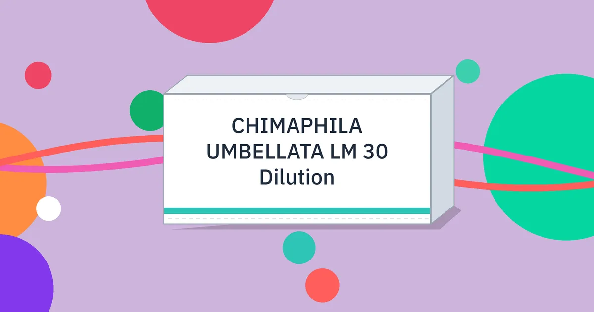 Symbolbild: Packung mit der Aufschrift CHIMAPHILA UMBELLATA LM 30 Dilution (PZN 12813576) – Verfügbarkeit und Bezug in Apotheken in Frankfurt am Main