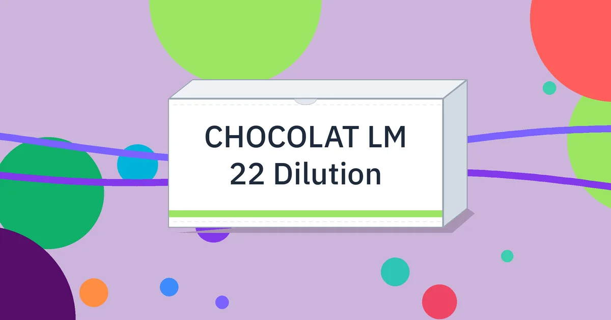 Symbolbild: Packung mit der Aufschrift CHOCOLAT LM 22 Dilution (PZN 12817019) – Verfügbarkeit und Bezug in Apotheken in Frankfurt am Main