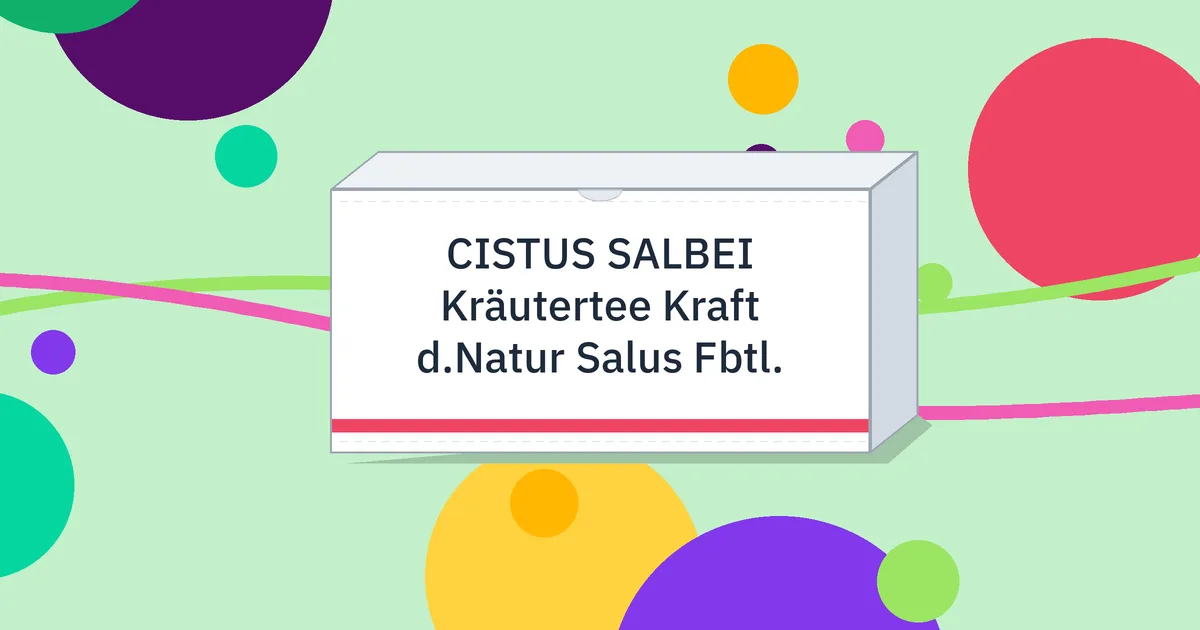 Symbolbild: Packung mit der Aufschrift CISTUS SALBEI Kräutertee Kraft d.Natur Salus Fbtl. (PZN 07583921) – Verfügbarkeit und Bezug in Apotheken in Frankfurt am Main