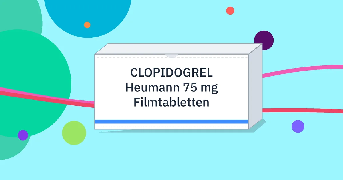 Symbolbild: Packung mit der Aufschrift CLOPIDOGREL Heumann 75 mg Filmtabletten (PZN 10524661) – Verfügbarkeit und Bezug in Apotheken in Frankfurt am Main