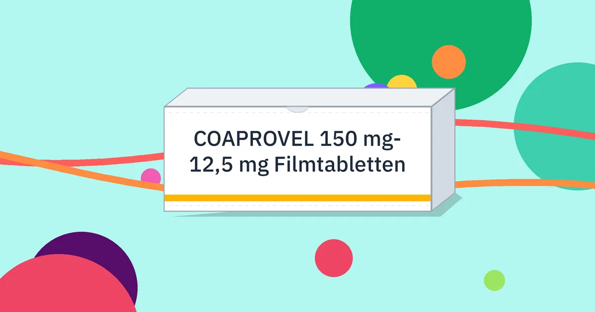 Symbolbild: Packung mit der Aufschrift COAPROVEL 150 mg-12,5 mg Filmtabletten (PZN 02766628) – Verfügbarkeit und Bezug in Apotheken in Frankfurt am Main