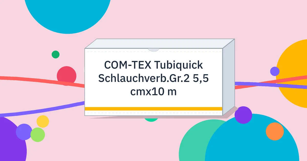 Symbolbild: Packung mit der Aufschrift COM-TEX Tubiquick Schlauchverb.Gr.2 5,5 cmx10 m (PZN 04723362) – Verfügbarkeit und Bezug in Apotheken in Frankfurt am Main