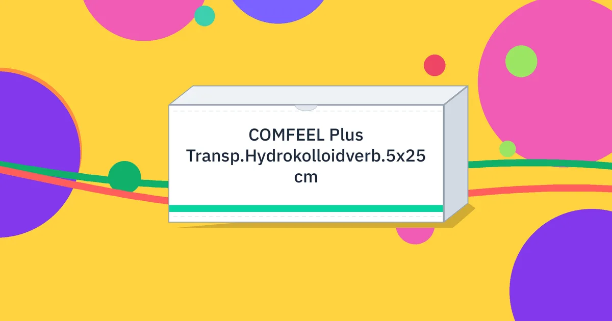 Symbolbild: Packung mit der Aufschrift COMFEEL Plus Transp.Hydrokolloidverb.5x25 cm (PZN 14332119) – Verfügbarkeit und Bezug in Apotheken in Frankfurt am Main