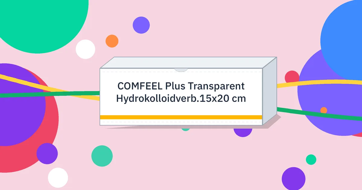 Symbolbild: Packung mit der Aufschrift COMFEEL Plus Transparent Hydrokolloidverb.15x20 cm (PZN 20164956) – Verfügbarkeit und Bezug in Apotheken in Frankfurt am Main