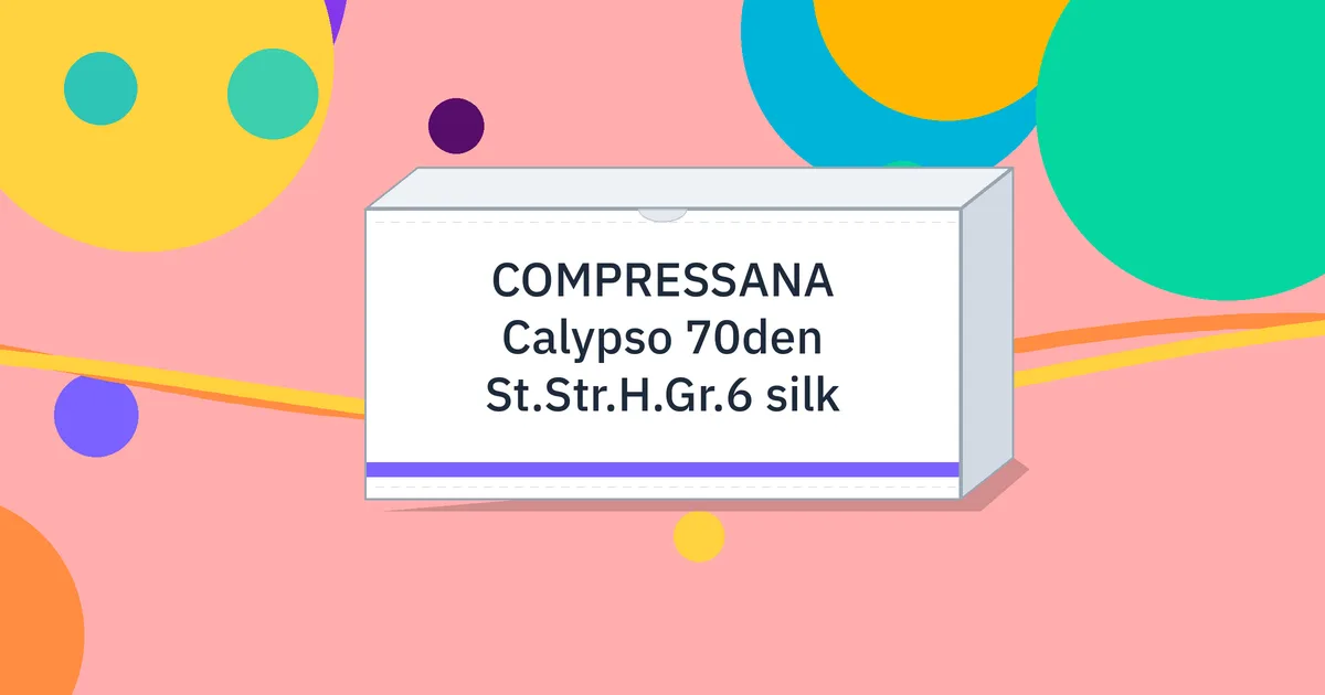 Symbolbild: Packung mit der Aufschrift COMPRESSANA Calypso 70den St.Str.H.Gr.6 silk (PZN 07718692) – Verfügbarkeit und Bezug in Apotheken in Frankfurt am Main