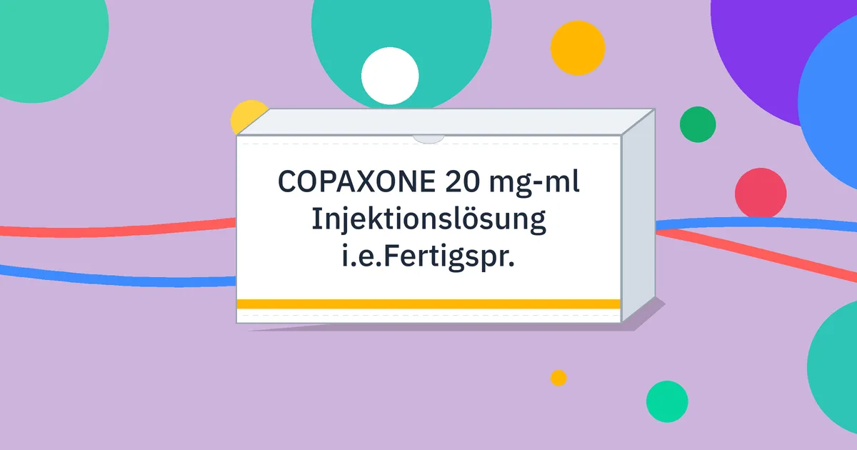 Symbolbild: Packung mit der Aufschrift COPAXONE 20 mg-ml Injektionslösung i.e.Fertigspr. (PZN 02848823) – Verfügbarkeit und Bezug in Apotheken in Frankfurt am Main