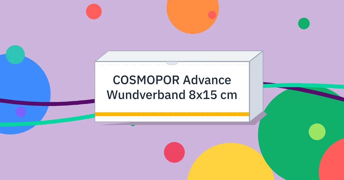 Symbolbild: Packung mit der Aufschrift COSMOPOR Advance Wundverband 8x15 cm (PZN 19730362) – Verfügbarkeit und Bezug in Apotheken in Frankfurt am Main