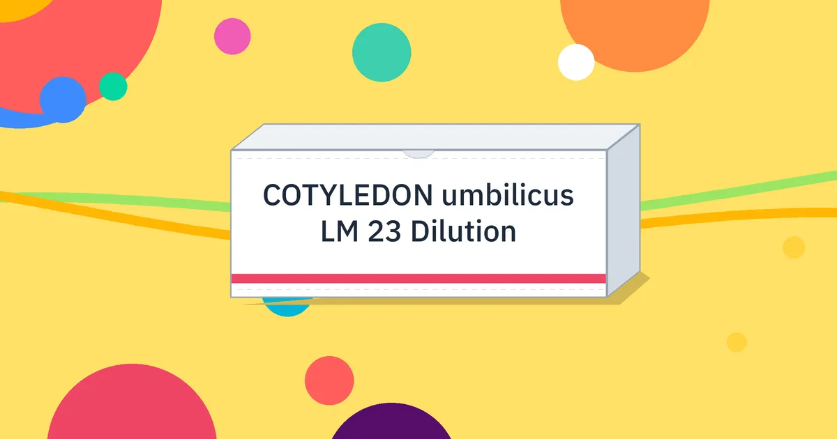 Symbolbild: Packung mit der Aufschrift COTYLEDON umbilicus LM 23 Dilution (PZN 13455943) – Verfügbarkeit und Bezug in Apotheken in Frankfurt am Main