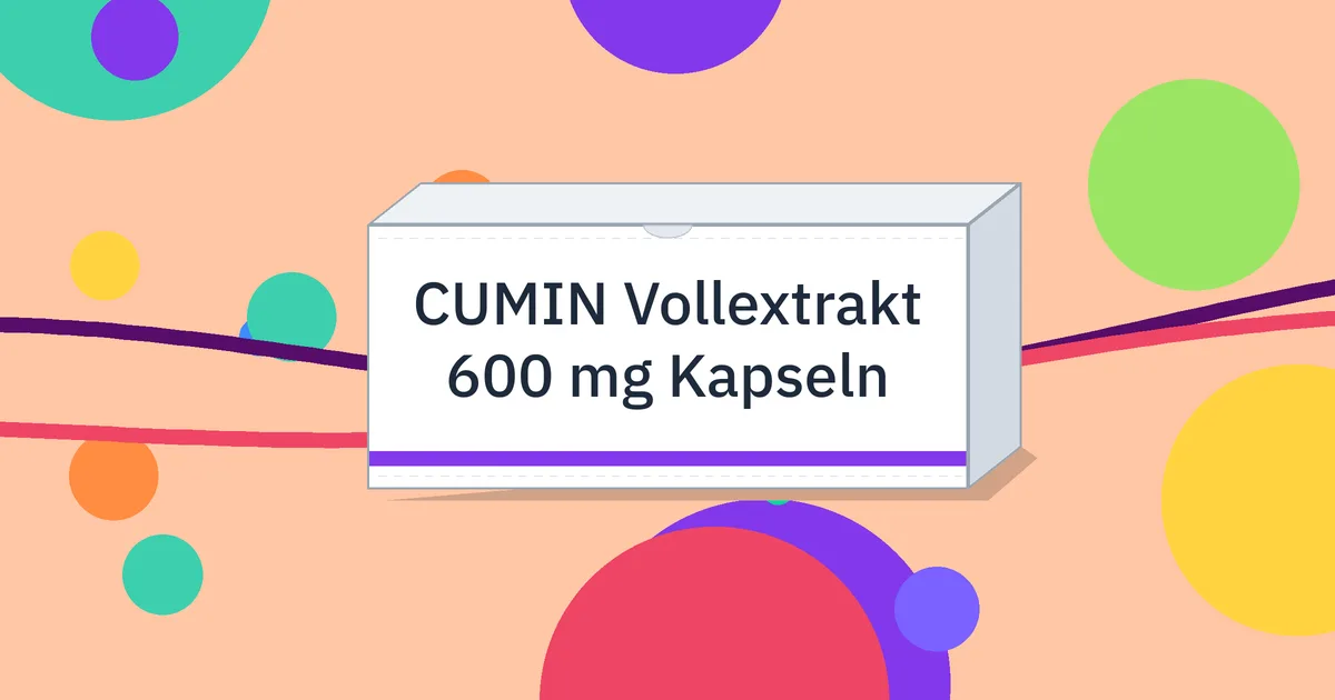 Symbolbild: Packung mit der Aufschrift CUMIN Vollextrakt 600 mg Kapseln (PZN 13418729) – Verfügbarkeit und Bezug in Apotheken in Frankfurt am Main