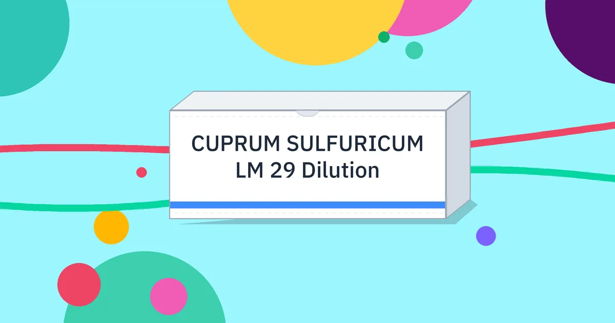 Symbolbild: Packung mit der Aufschrift CUPRUM SULFURICUM LM 29 Dilution (PZN 12839268) – Verfügbarkeit und Bezug in Apotheken in Frankfurt am Main