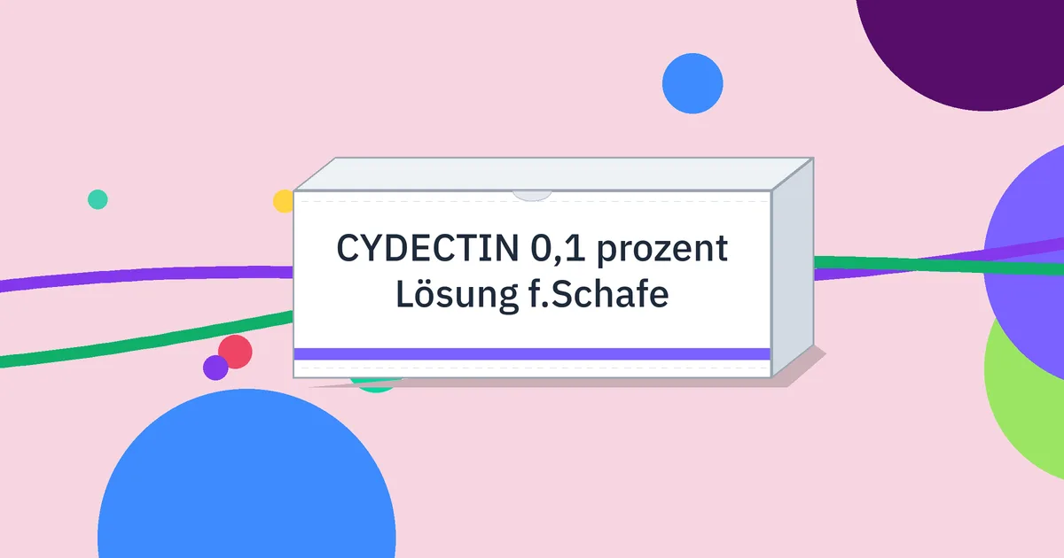 Symbolbild: Packung mit der Aufschrift CYDECTIN 0,1 prozent Lösung f.Schafe (PZN 07725657) – Verfügbarkeit und Bezug in Apotheken in Frankfurt am Main