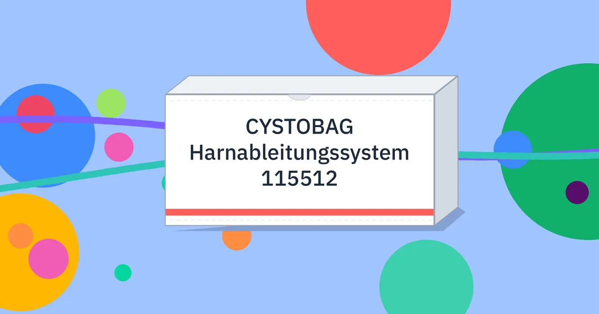 Symbolbild: Packung mit der Aufschrift CYSTOBAG Harnableitungssystem 115512 (PZN 05700535) – Verfügbarkeit und Bezug in Apotheken in Frankfurt am Main