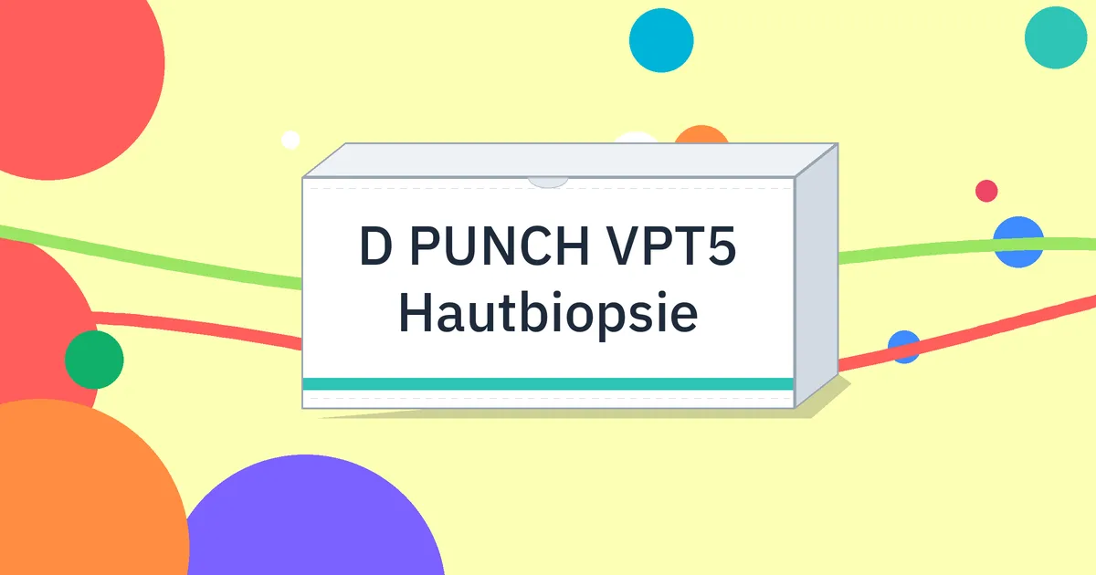 Symbolbild: Packung mit der Aufschrift D PUNCH VPT5 Hautbiopsie (PZN 19250395) – Verfügbarkeit und Bezug in Apotheken in Frankfurt am Main