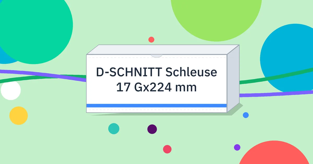 Symbolbild: Packung mit der Aufschrift D-SCHNITT Schleuse 17 Gx224 mm (PZN 10357022) – Verfügbarkeit und Bezug in Apotheken in Frankfurt am Main