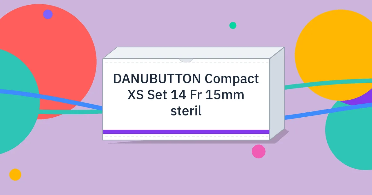 Symbolbild: Packung mit der Aufschrift DANUBUTTON Compact XS Set 14 Fr 15mm steril (PZN 19852651) – Verfügbarkeit und Bezug in Apotheken in Frankfurt am Main