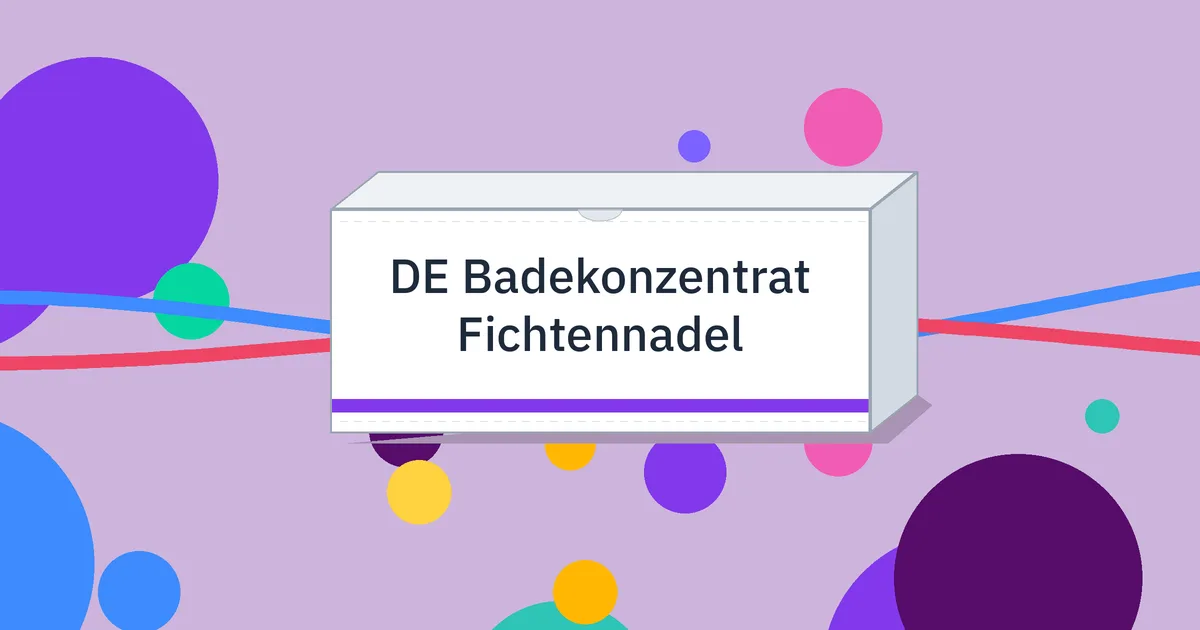 Symbolbild: Packung mit der Aufschrift DE Badekonzentrat Fichtennadel (PZN 20307261) – Verfügbarkeit und Bezug in Apotheken in Frankfurt am Main