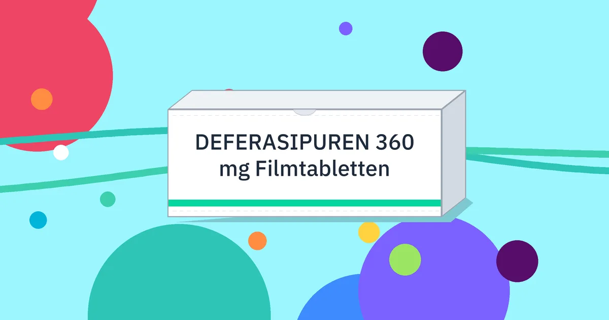Symbolbild: Packung mit der Aufschrift DEFERASIPUREN 360 mg Filmtabletten (PZN 16861827) – Verfügbarkeit und Bezug in Apotheken in Frankfurt am Main