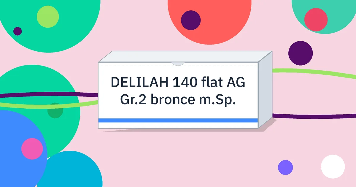 Symbolbild: Packung mit der Aufschrift DELILAH 140 flat AG Gr.2 bronce m.Sp. (PZN 14247247) – Verfügbarkeit und Bezug in Apotheken in Frankfurt am Main