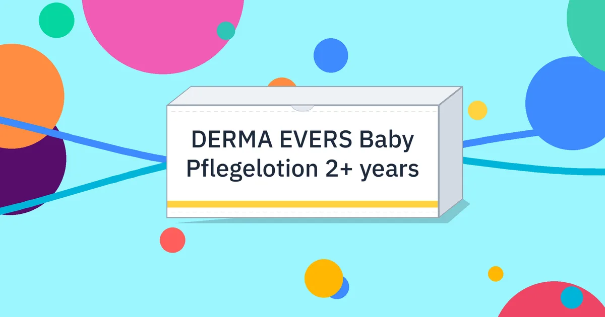 Symbolbild: Packung mit der Aufschrift DERMA EVERS Baby Pflegelotion 2+ years (PZN 19171520) – Verfügbarkeit und Bezug in Apotheken in Frankfurt am Main