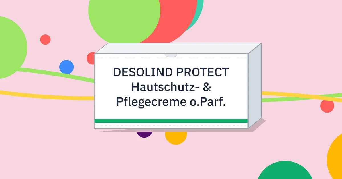 Symbolbild: Packung mit der Aufschrift DESOLIND PROTECT Hautschutz- & Pflegecreme o.Parf. (PZN 16766098) – Verfügbarkeit und Bezug in Apotheken in Frankfurt am Main