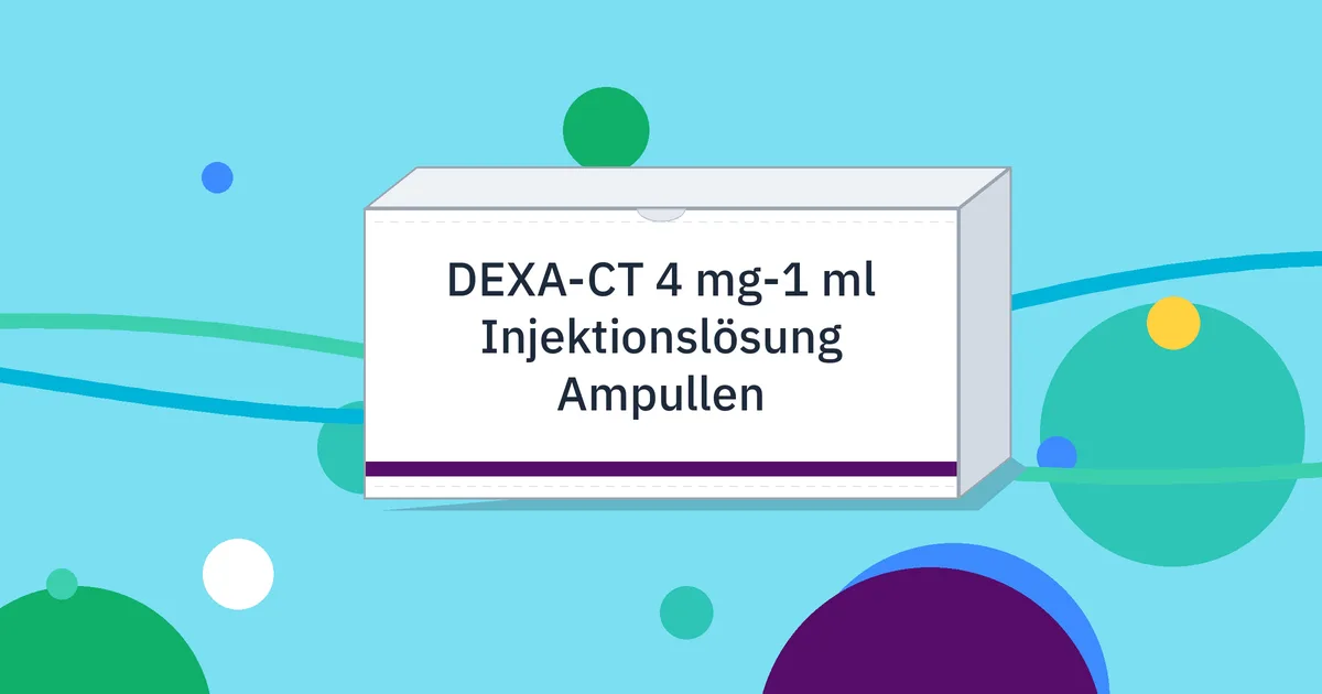 Symbolbild: Packung mit der Aufschrift DEXA-CT 4 mg-1 ml Injektionslösung Ampullen (PZN 07692538) – Verfügbarkeit und Bezug in Apotheken in Frankfurt am Main