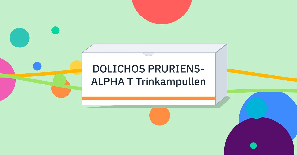 Symbolbild: Packung mit der Aufschrift DOLICHOS PRURIENS-ALPHA T Trinkampullen (PZN 10222859) – Verfügbarkeit und Bezug in Apotheken in Frankfurt am Main