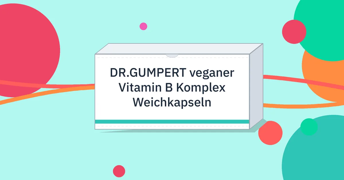Symbolbild: Packung mit der Aufschrift DR.GUMPERT veganer Vitamin B Komplex Weichkapseln (PZN 17918653) – Verfügbarkeit und Bezug in Apotheken in Frankfurt am Main