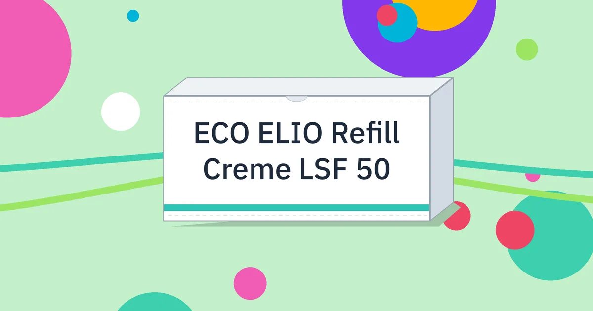 Symbolbild: Packung mit der Aufschrift ECO ELIO Refill Creme LSF 50 (PZN 18424427) – Verfügbarkeit und Bezug in Apotheken in Frankfurt am Main