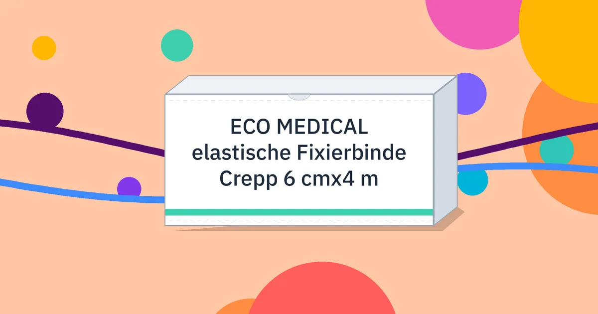 Symbolbild: Packung mit der Aufschrift ECO MEDICAL elastische Fixierbinde Crepp 6 cmx4 m (PZN 00754147) – Verfügbarkeit und Bezug in Apotheken in Frankfurt am Main