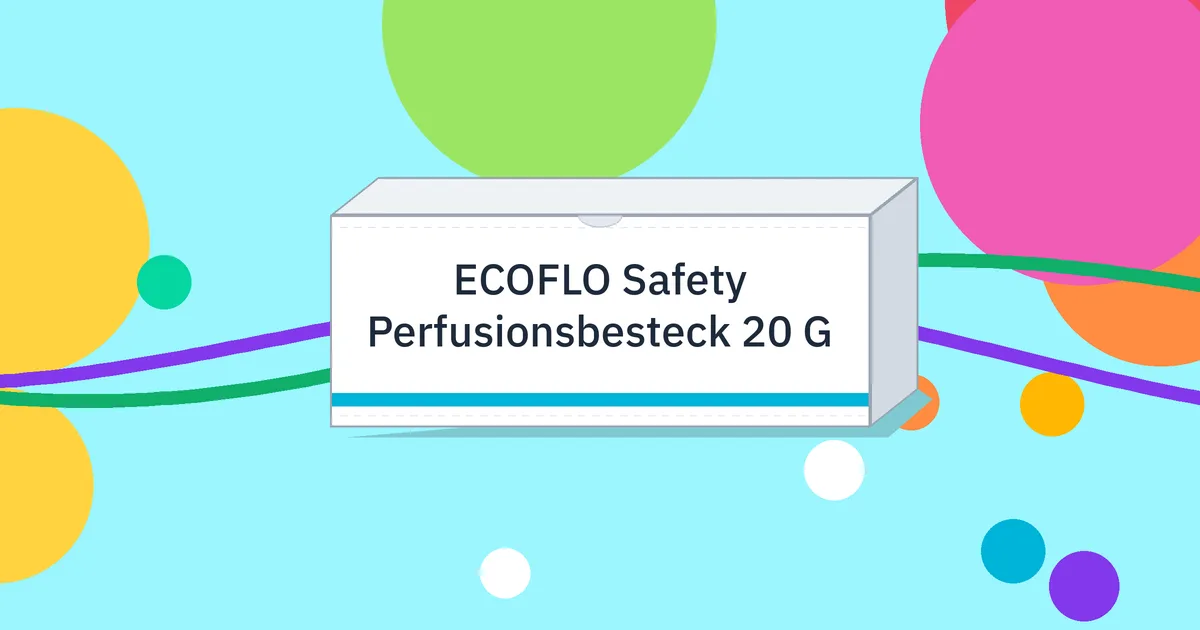 Symbolbild: Packung mit der Aufschrift ECOFLO Safety Perfusionsbesteck 20 G (PZN 19888577) – Verfügbarkeit und Bezug in Apotheken in Frankfurt am Main