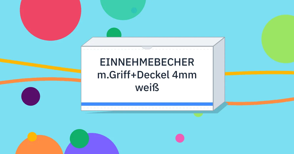 Symbolbild: Packung mit der Aufschrift EINNEHMEBECHER m.Griff+Deckel 4mm weiß (PZN 08490044) – Verfügbarkeit und Bezug in Apotheken in Frankfurt am Main
