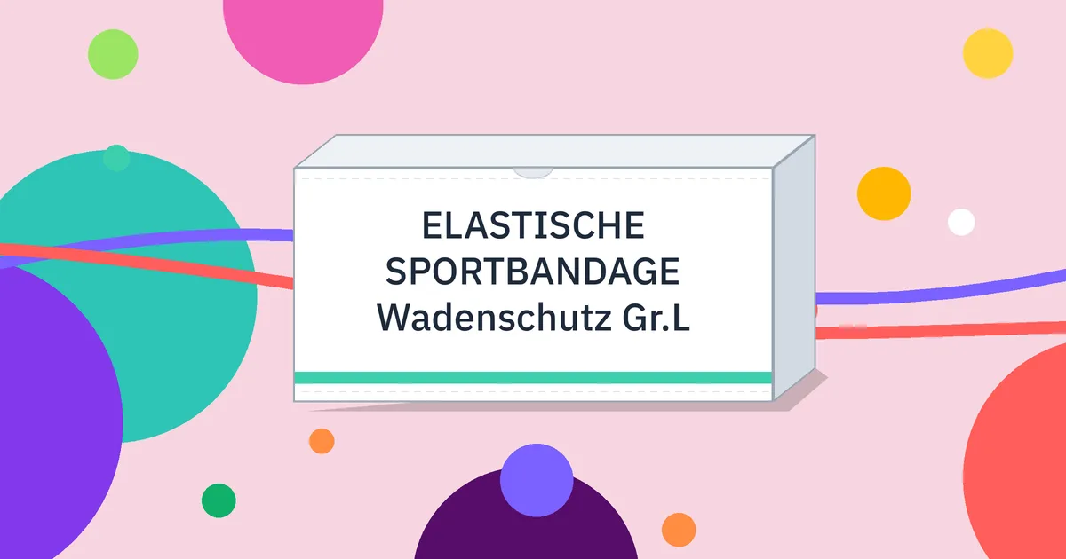 Symbolbild: Packung mit der Aufschrift ELASTISCHE SPORTBANDAGE Wadenschutz Gr.L (PZN 15249952) – Verfügbarkeit und Bezug in Apotheken in Frankfurt am Main