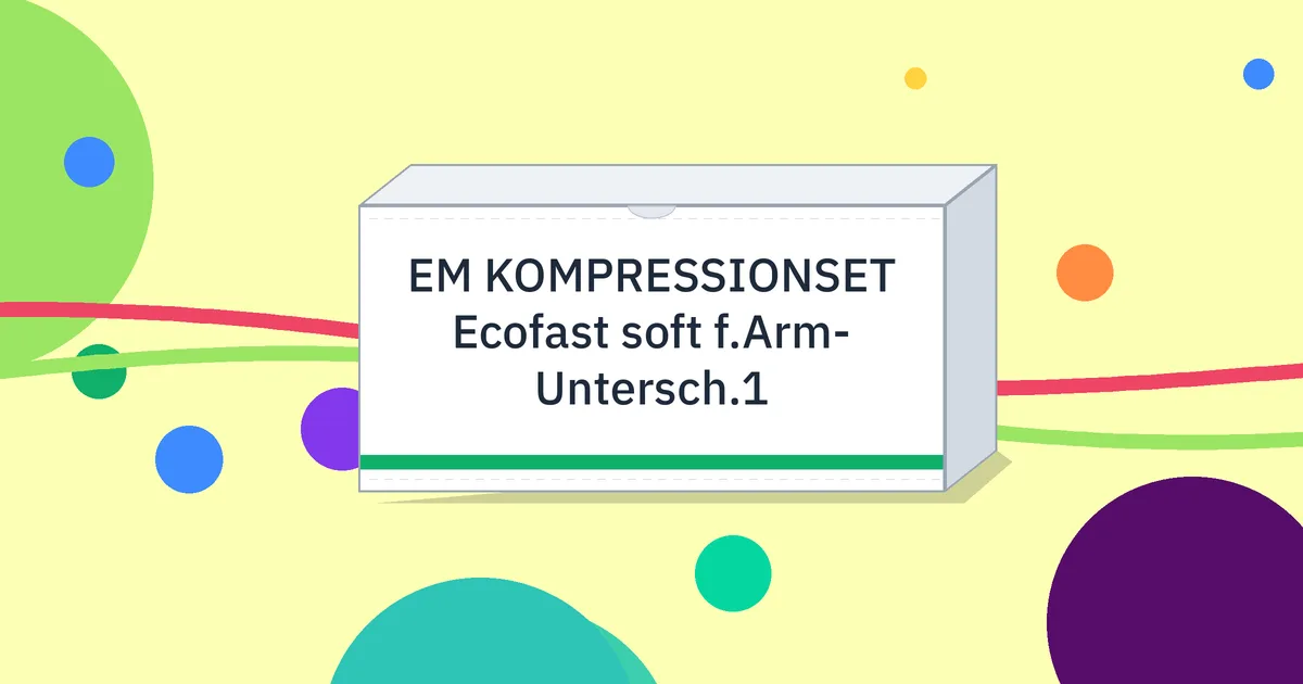 Symbolbild: Packung mit der Aufschrift EM KOMPRESSIONSET Ecofast soft f.Arm-Untersch.1 (PZN 10027342) – Verfügbarkeit und Bezug in Apotheken in Frankfurt am Main
