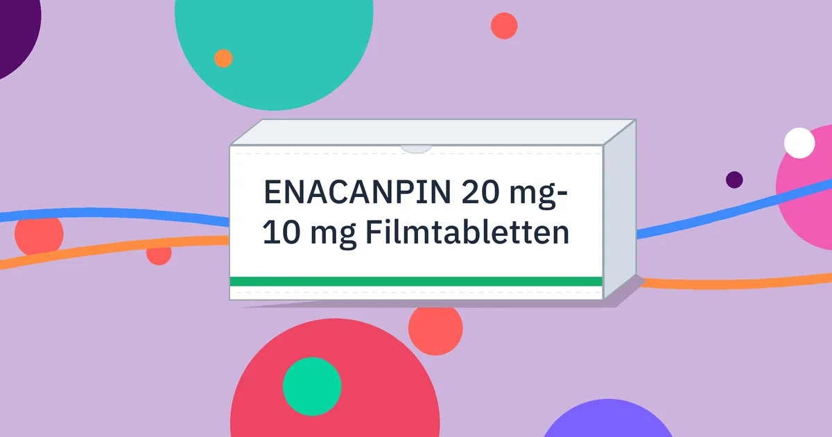 Symbolbild: Packung mit der Aufschrift ENACANPIN 20 mg-10 mg Filmtabletten (PZN 12529556) – Verfügbarkeit und Bezug in Apotheken in Frankfurt am Main