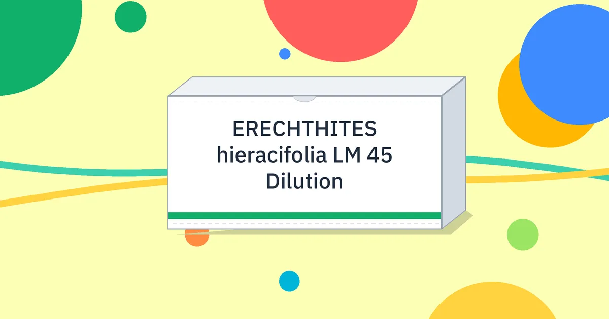 Symbolbild: Packung mit der Aufschrift ERECHTHITES hieracifolia LM 45 Dilution (PZN 13474604) – Verfügbarkeit und Bezug in Apotheken in Frankfurt am Main