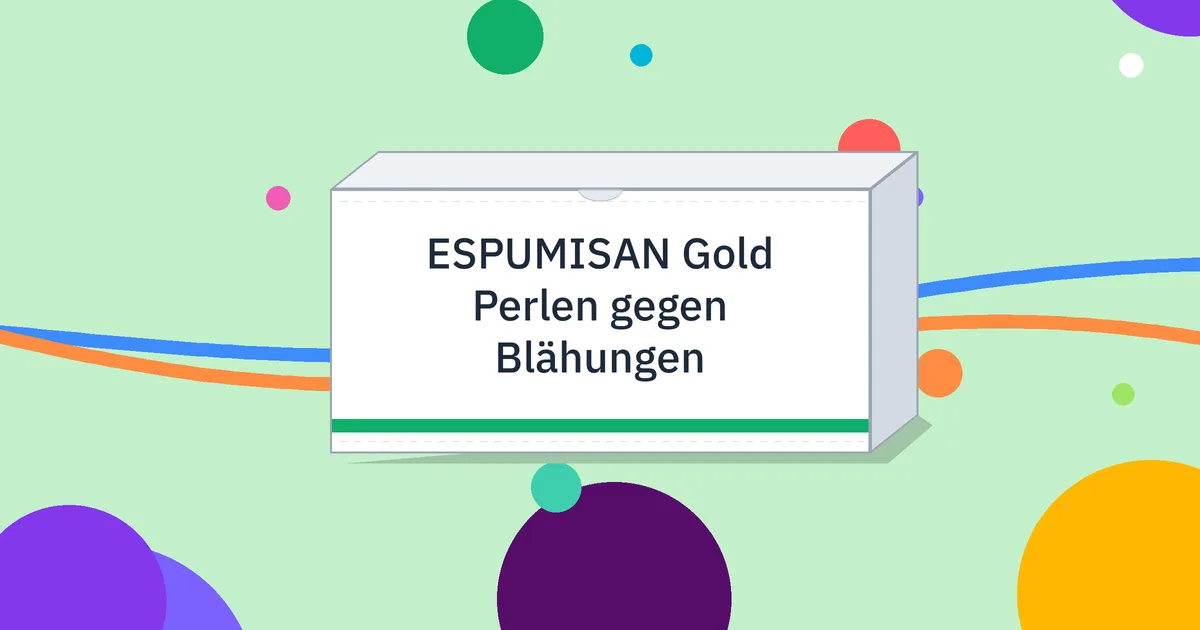 Symbolbild: Packung mit der Aufschrift ESPUMISAN Gold Perlen gegen Blähungen (PZN 05703864) – Verfügbarkeit und Bezug in Apotheken in Frankfurt am Main