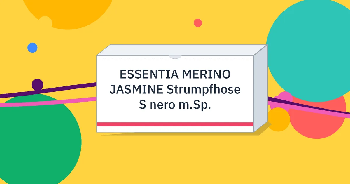 Symbolbild: Packung mit der Aufschrift ESSENTIA MERINO JASMINE Strumpfhose S nero m.Sp. (PZN 18649681) – Verfügbarkeit und Bezug in Apotheken in Frankfurt am Main