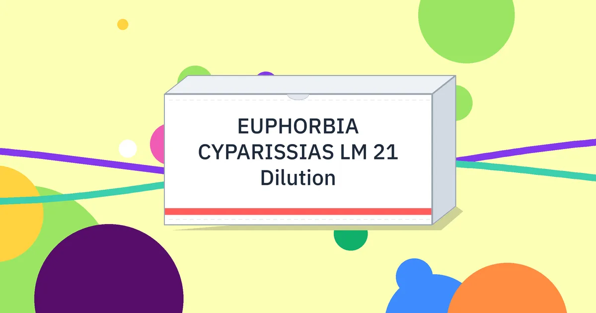 Symbolbild: Packung mit der Aufschrift EUPHORBIA CYPARISSIAS LM 21 Dilution (PZN 13481969) – Verfügbarkeit und Bezug in Apotheken in Frankfurt am Main