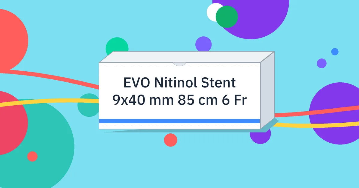 Symbolbild: Packung mit der Aufschrift EVO Nitinol Stent 9x40 mm 85 cm 6 Fr (PZN 00223533) – Verfügbarkeit und Bezug in Apotheken in Frankfurt am Main