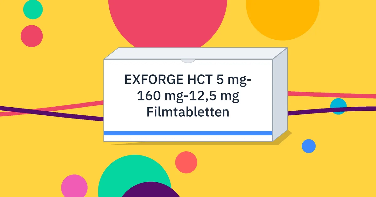 Symbolbild: Packung mit der Aufschrift EXFORGE HCT 5 mg-160 mg-12,5 mg Filmtabletten (PZN 10789336) – Verfügbarkeit und Bezug in Apotheken in Frankfurt am Main