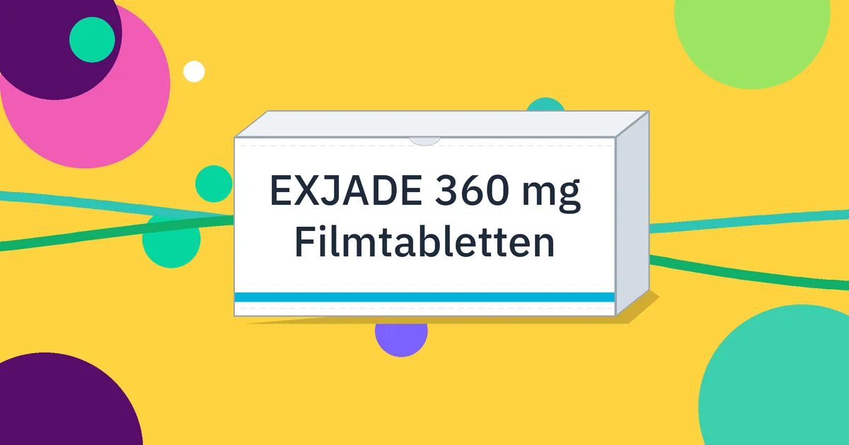 Symbolbild: Packung mit der Aufschrift EXJADE 360 mg Filmtabletten (PZN 16719319) – Verfügbarkeit und Bezug in Apotheken in Frankfurt am Main
