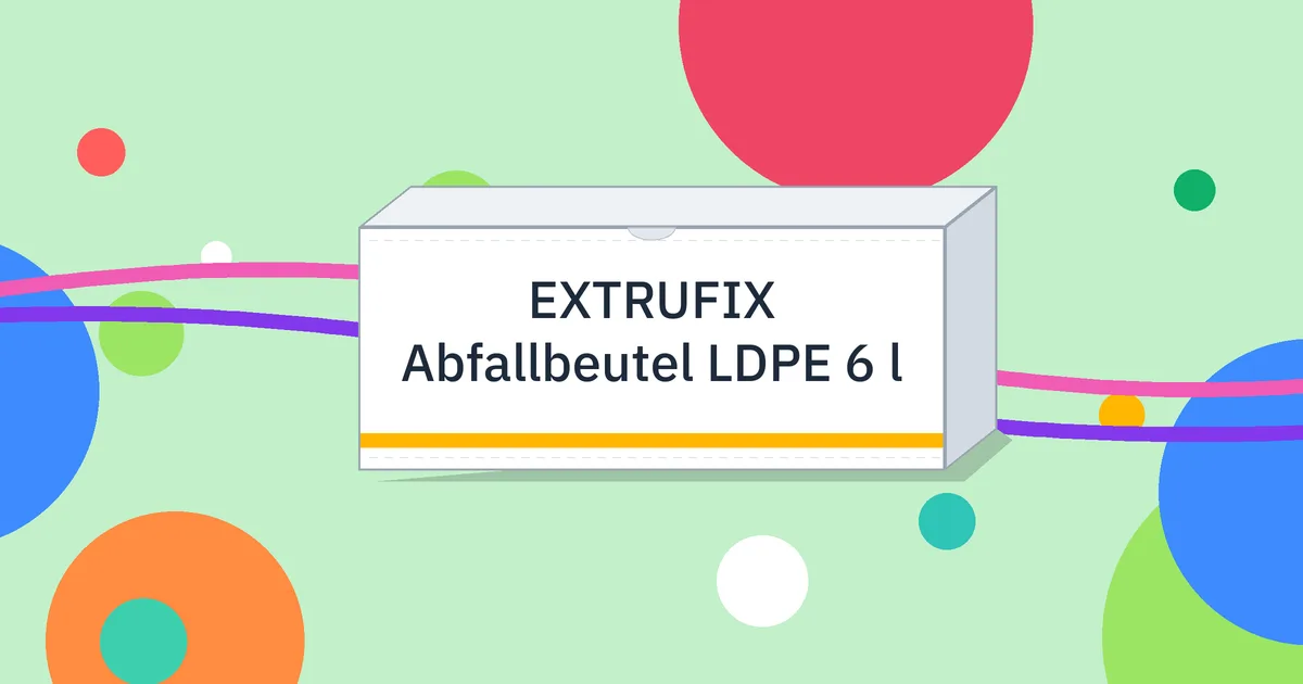 Symbolbild: Packung mit der Aufschrift EXTRUFIX Abfallbeutel LDPE 6 l (PZN 16619954) – Verfügbarkeit und Bezug in Apotheken in Frankfurt am Main