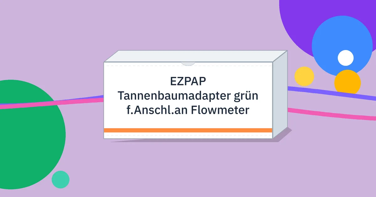 Symbolbild: Packung mit der Aufschrift EZPAP Tannenbaumadapter grün f.Anschl.an Flowmeter (PZN 10825049) – Verfügbarkeit und Bezug in Apotheken in Frankfurt am Main